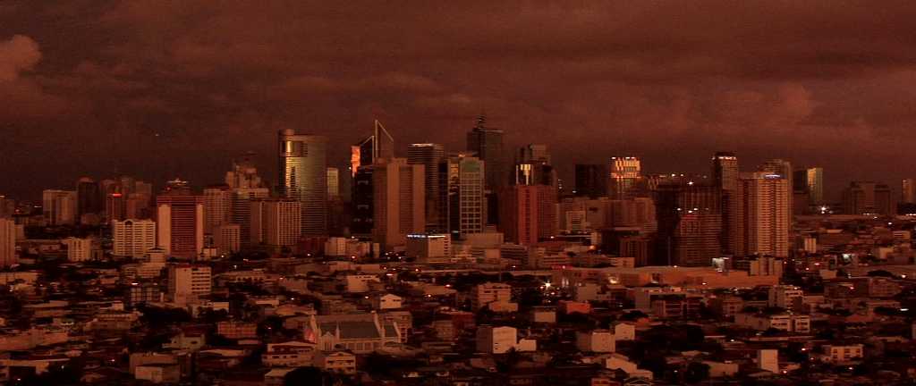 Manila, Sunset illuminating the Skyline of Makati, Philippines, 2000s ...