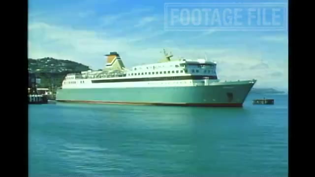 Wellington, New Zealand North-South Island car ferry, passing, medium ...