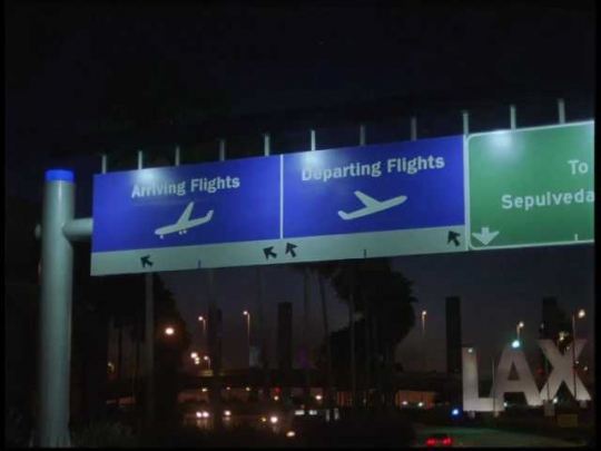 LAX Entrance, Night, Los Angeles, USA, 2000s | Footage File