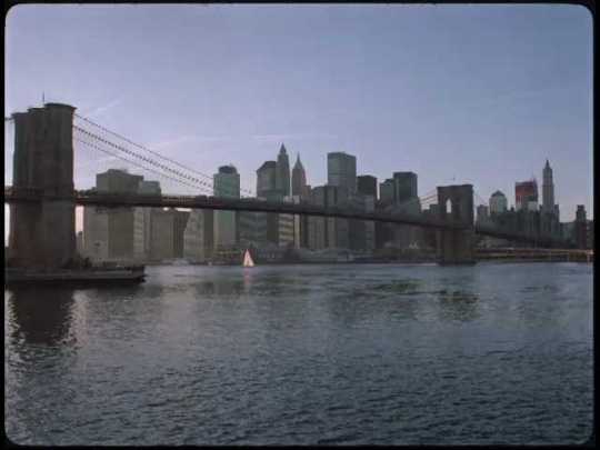 New York City, Manhattan Skyline, USA, 2000s - Footage File