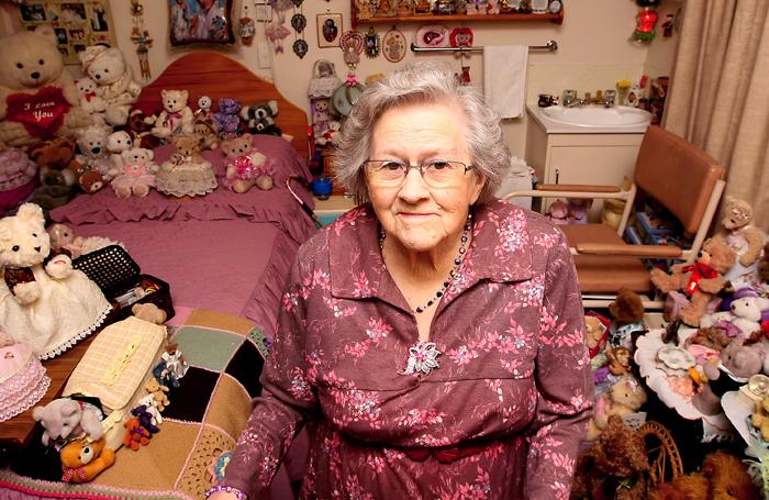 Sylvia's a serious teddy bear collector