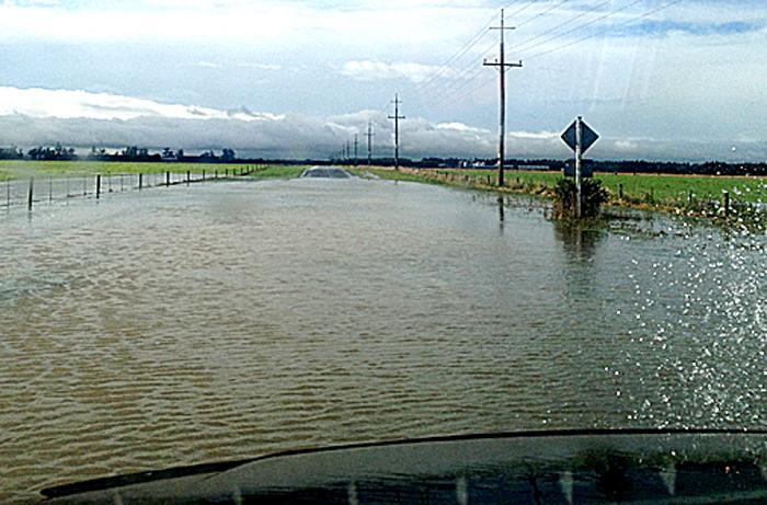 Road becomes a river