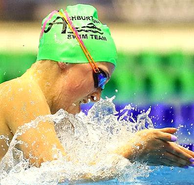 Hannah's our golden girl in the pool